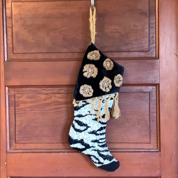 wayne kleski | Holiday | Wayne Kleski Beaded Zebra Christmas Stocking ...